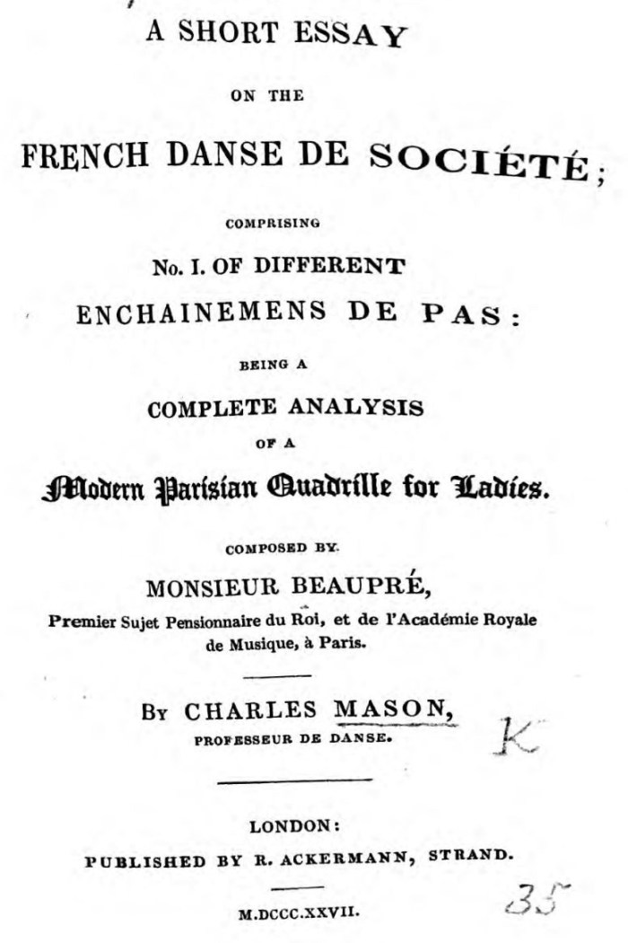 Charles Mason, Charles Beaupré and Steps for the Quadrille | Dance in ...